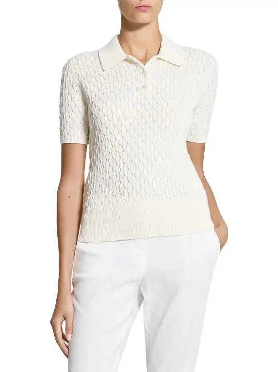Theory Textured Cable Knit Polo - Ivory