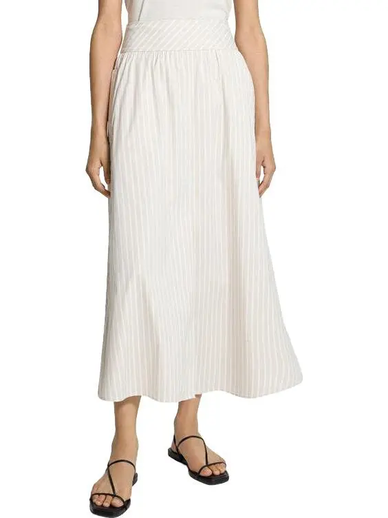 Theory Striped A-line Midi Skirt - Sand Multi