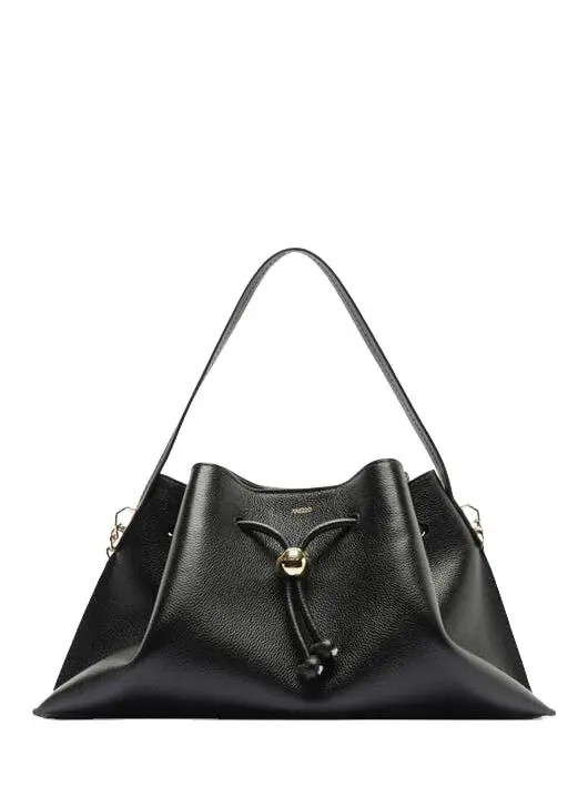 AREZZO Medium Alba Leather Shoulder Bag - Black