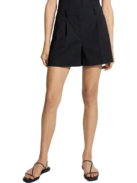 Theory Fluid Linen Blend High-waisted Shorts - Black