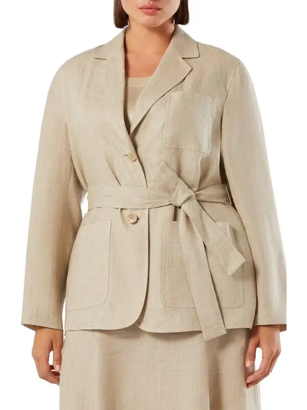 Marina Rinaldi Linen Jacket With Removable Sash - Sand