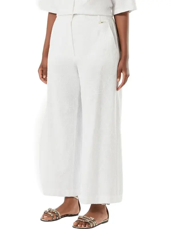 Marina Rinaldi Belted Linen & Cotton Wide Leg Pants - Optical White