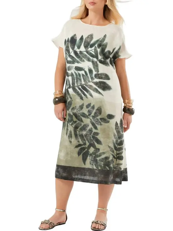 Marina Rinaldi Nattinia Print Shift Dress - Olive Green