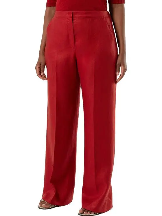 Marina Rinaldi Wide Leg Linen Pants - Cherry