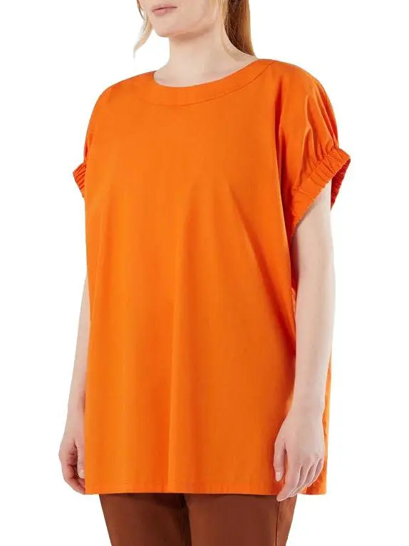 Marina Rinaldi Epoca Cotton Poplin Top - Tangerine
