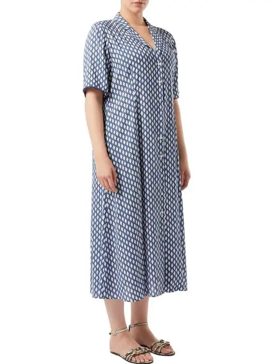 Marina Rinaldi Ranch Geo Print Shirtdress - White