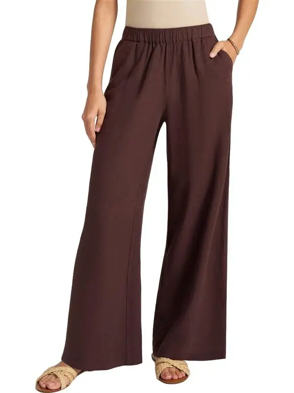 Matty M. Seraphine Wide Leg Linen Blend Pants - Chocolate