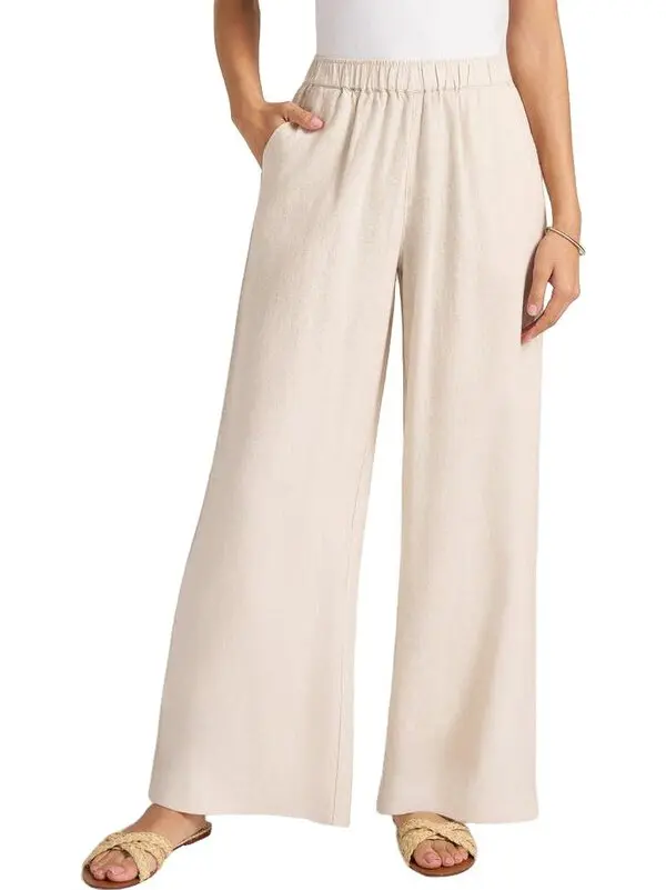 Matty M. Seraphine Wide Leg Linen Blend Pants - Sand