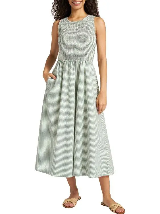 Matty M. Striped Cotton Midi Dress - Jade