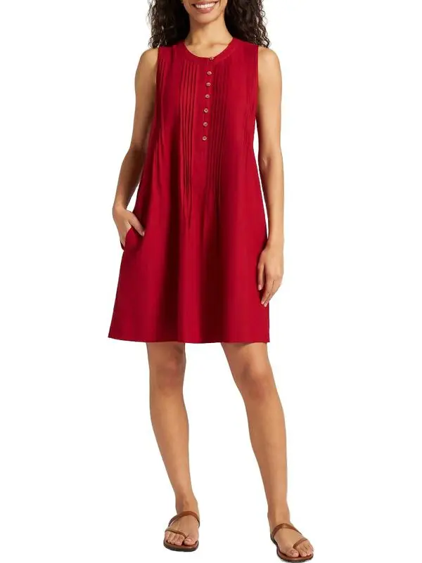Matty M. Helena Pleat Shift Dress - Crimson
