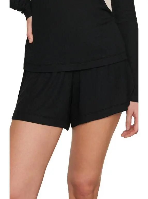 Eberjey Ribbed Drawstring Shorts - Black