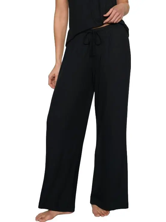 Eberjey Dream Rib Wide Leg Pants - Black