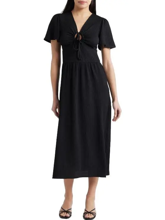 Loveappella Keyhole Midi Dress - Black