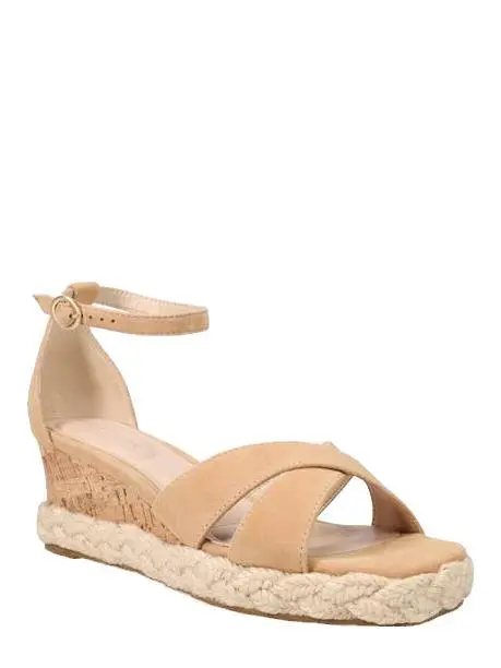 Pelle Moda Pippen Ankle Strap Wedge Slide Sandal - Burnt Sugar