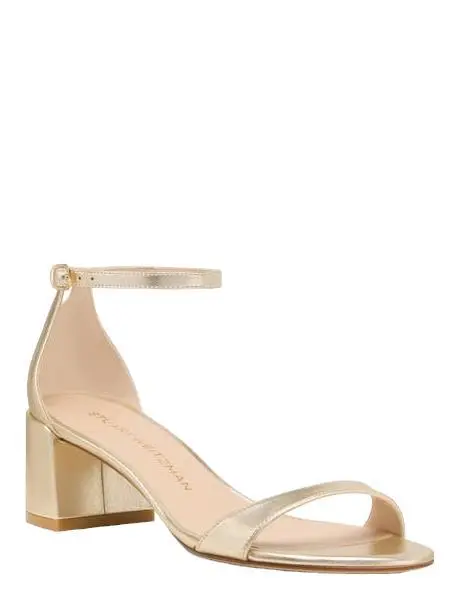 STUART WEITZMAN Nudist Block Heel Sandal - Silver/light Gold