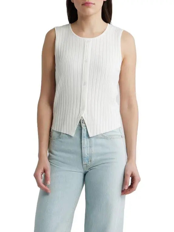 Bernardo Button-front Rib Knit Vest - Bright White