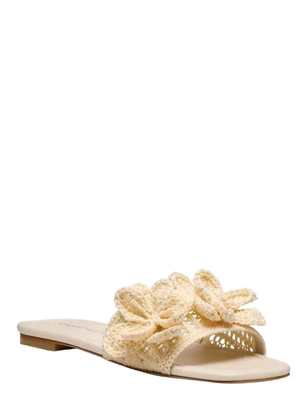 STUART WEITZMAN Lotus Crochet Flower Slide Sandal - Chalk
