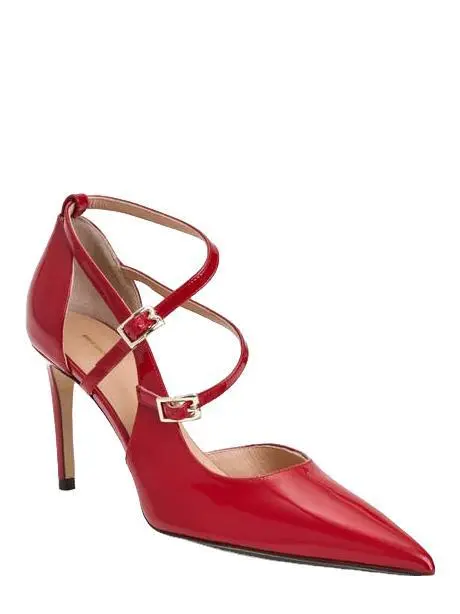 Bruno Magli Primavera Strappy Pointed Toe Pump - Berry Patent