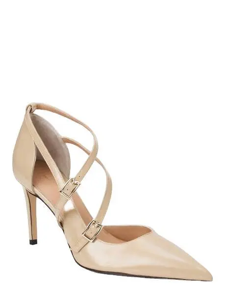 Bruno Magli Primavera Strappy Pointed Toe Pump - Sand Patent