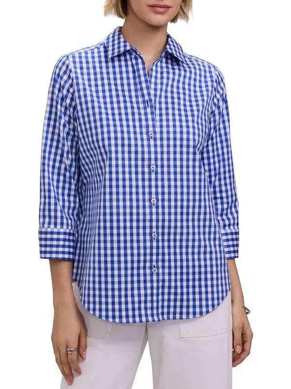Foxcroft Gingham Button-up Shirt - Blue/white