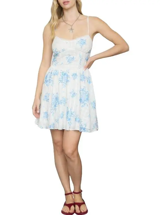 BLU PEPPER Floral Print Minidress - Blue