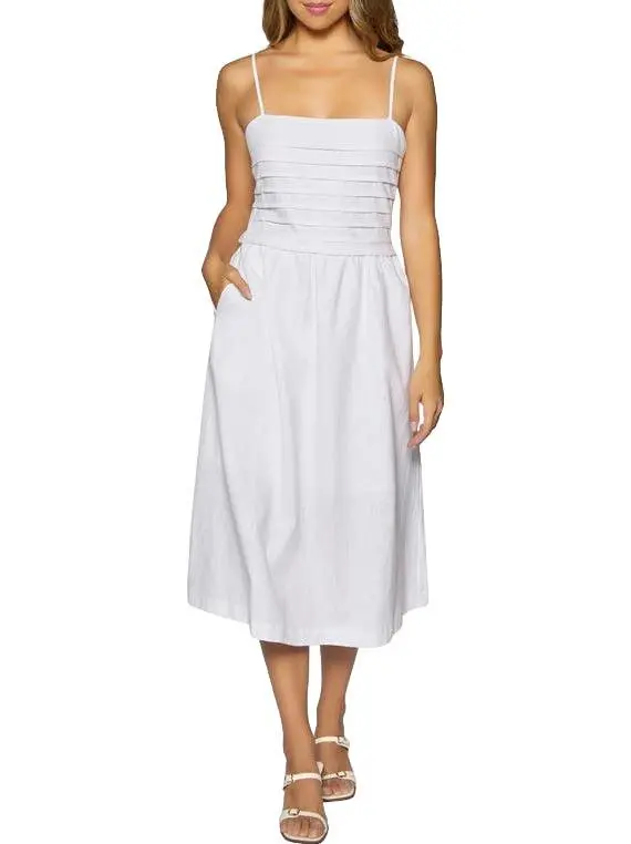 LOST + WANDER Cabrera Mist Linen Blend Midi Dress - White