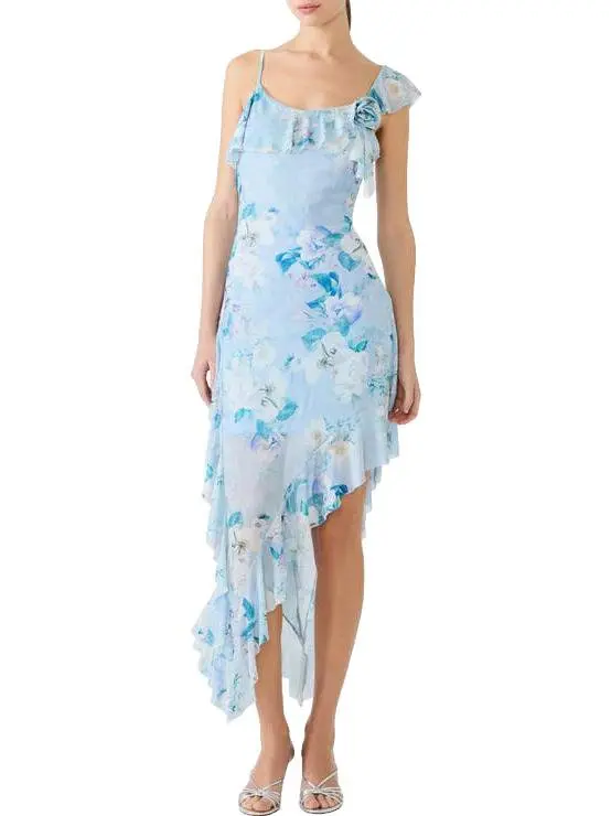 Steve Madden Sorellia Floral Print Asymmetric Ruffle Dress - Bloom