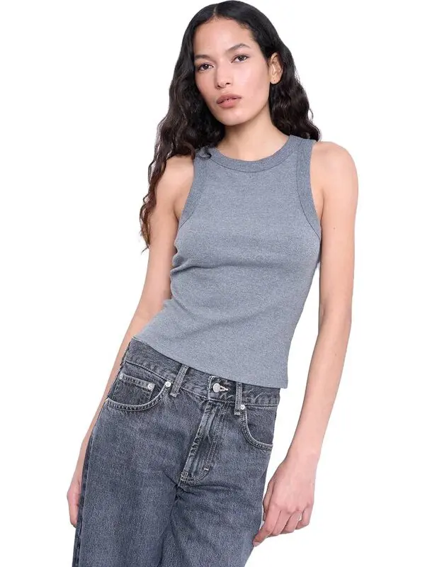 Topshop Ribbed Tank - Grey