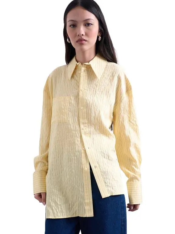 Topshop Asymmetric Placket Button-up Shirt - Yellow