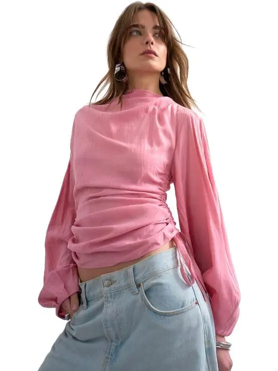 Topshop Cinched Side Tie Top - Light Pink