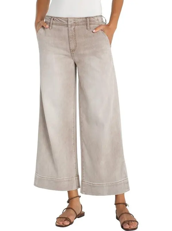 LIVERPOOL Crop Wide Leg Jeans - Antique Khaki