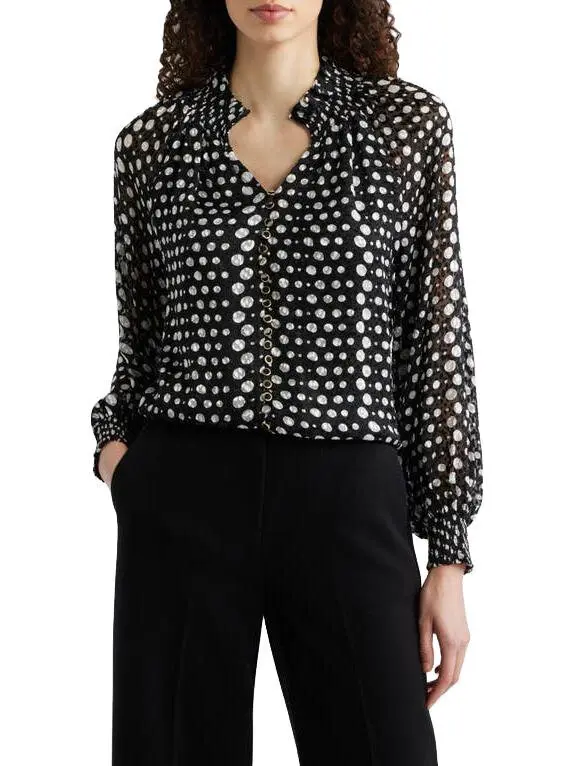 Elie Tahari Rue Dot Top - Noir And White Polka Dot