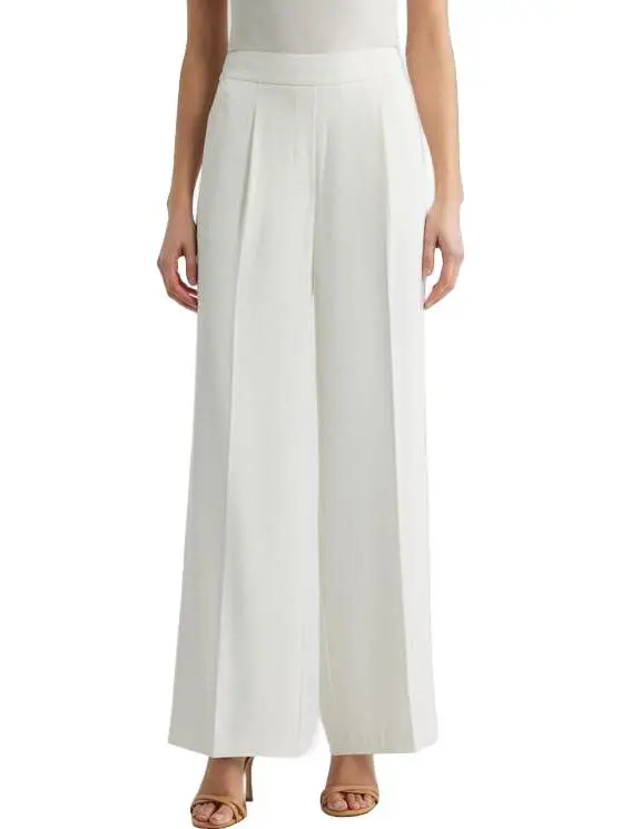 Elie Tahari Clare Pleated Wide Leg Pants - Sky White