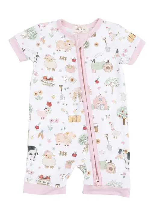 ANGEL DEAR Farm Animals Ruffle Zip Footie - Ivory
