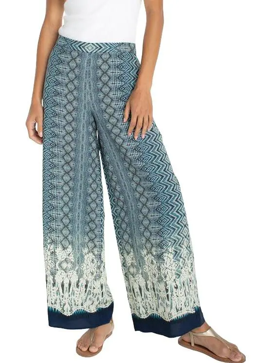 LIVERPOOL Pull-on Ankle Wide Leg Pants - Nomad Ikat Prnt