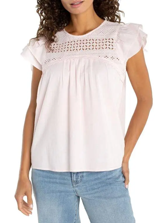 LIVERPOOL Double Ruffle Sleeve Top - Soft Pink