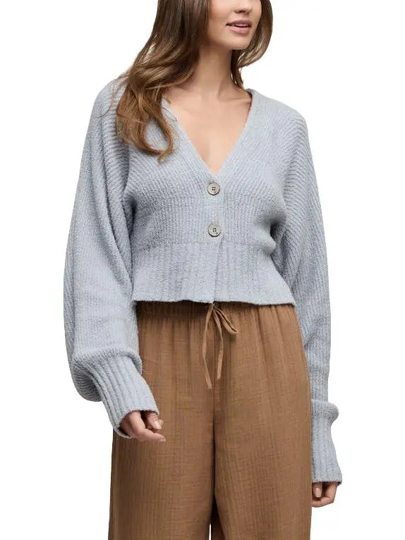 Barefoot Dreams Cozychic Lite Crop Cardigan - Frost