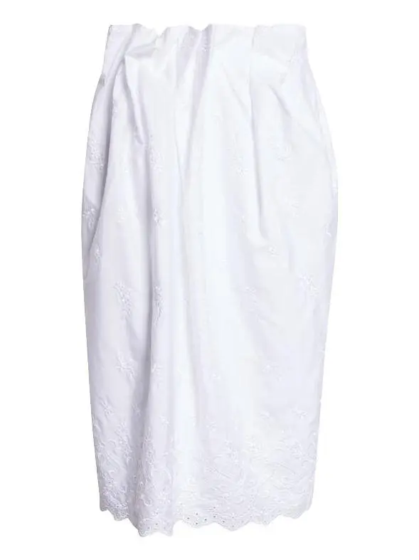 Simone Rocha Pleated Waist Poplin Pencil Skirt - White