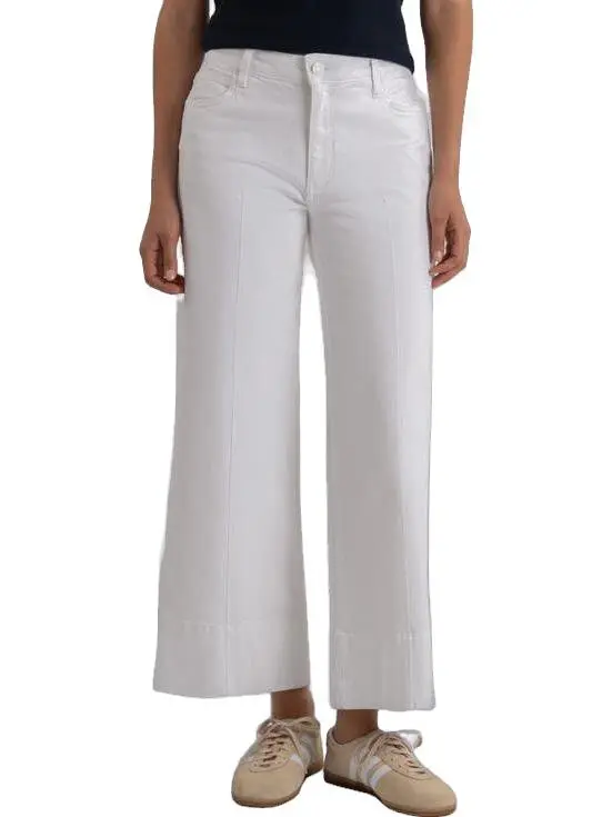 Kut From The Kloth Meg Coated Pintuck High-waist Wide-leg Jeans - Optic White