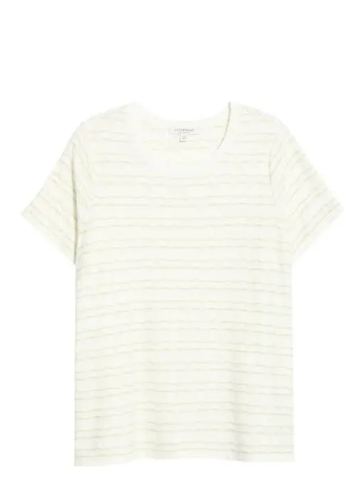 LIVERPOOL Wavy Jacquard Stripe T-shirt - Bone/matcha Green Stripe