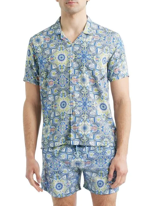 BOARDIES Print Camp Shirt - Blue Multi
