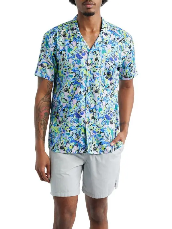 BOARDIES Floral Print Camp Shirt - Blue