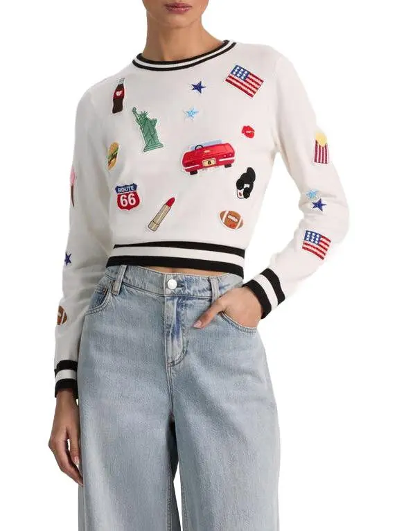 Alice + Olivia Carolann Americana Sweatshirt - Sftwhmlti