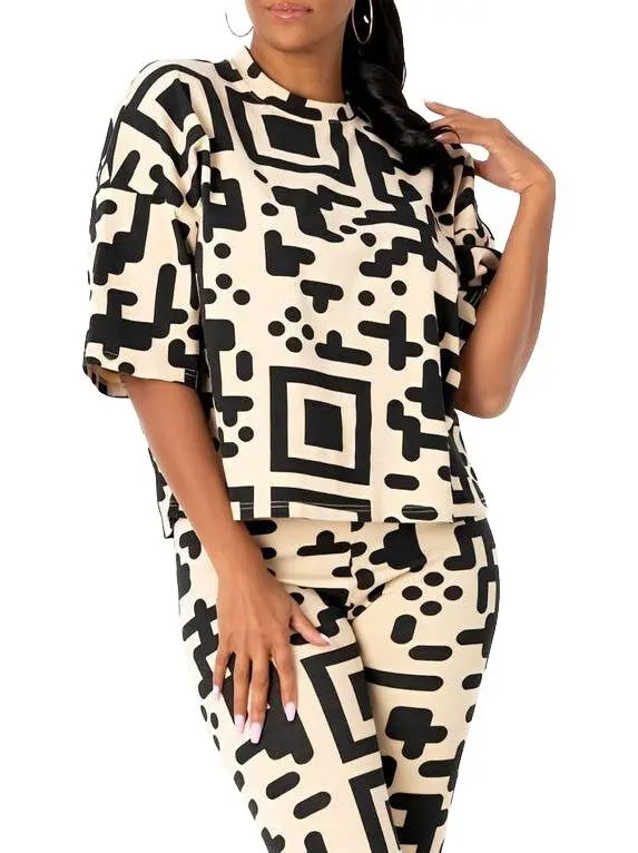 DAI MODA Printed Oversized T-shirt - Cream