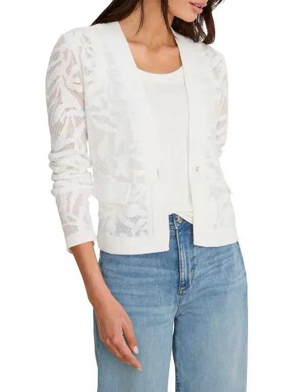 NIC+ZOE Garden Floral Lace Single Button Jacket - Paper White