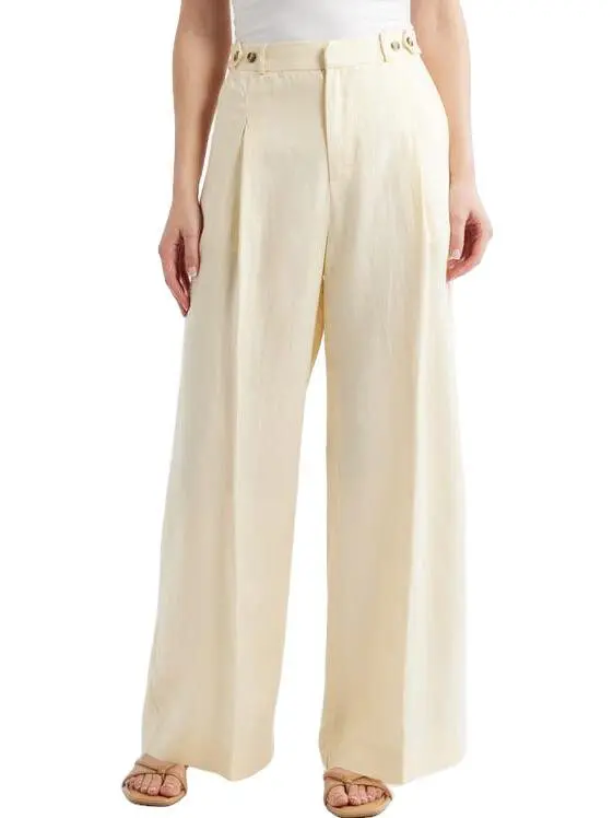 Deluc Palermo Pleated Wide Leg Pants - Ecru