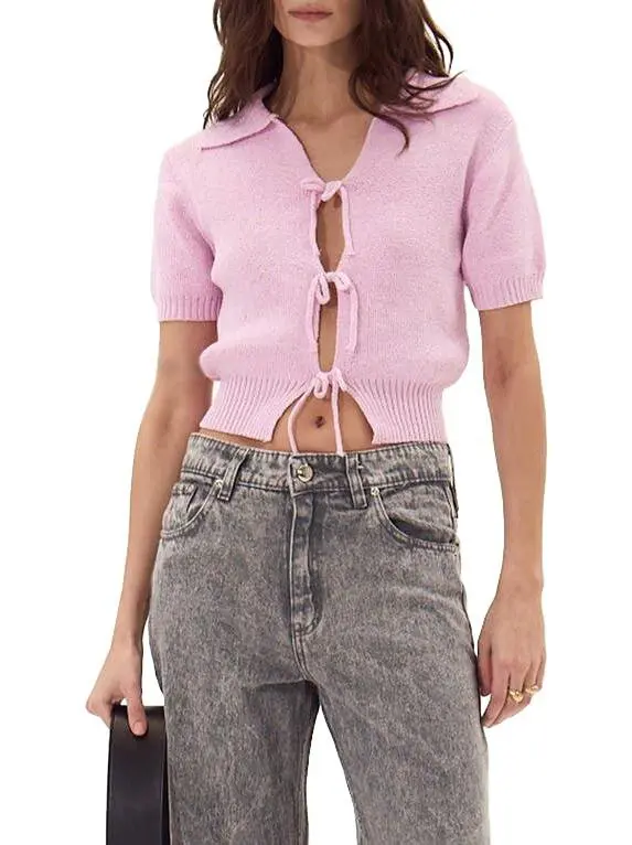 Deluc Paros Tie-front Sweater - Pink