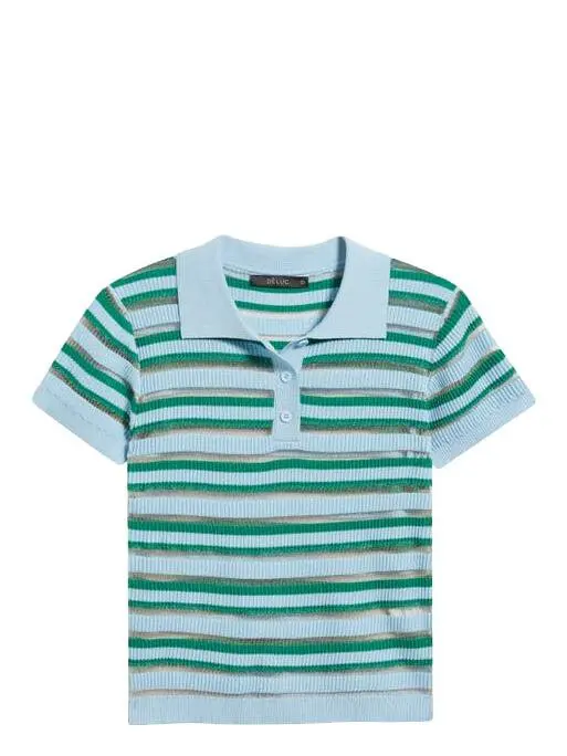 Deluc Levanzo Stripe Knit Polo - Multicolor Light Blue
