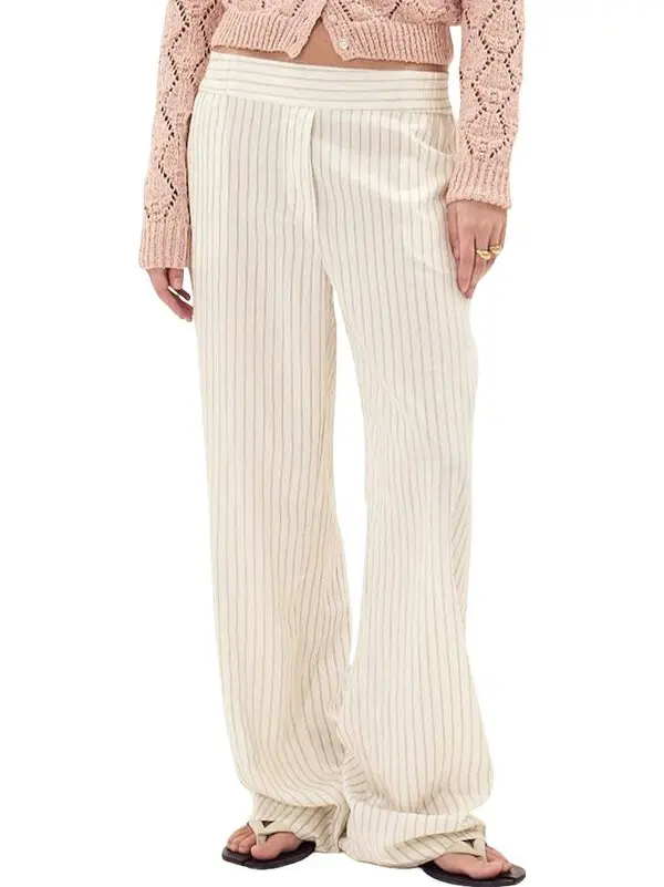 Deluc Striped Wide-leg Pants - Ecru