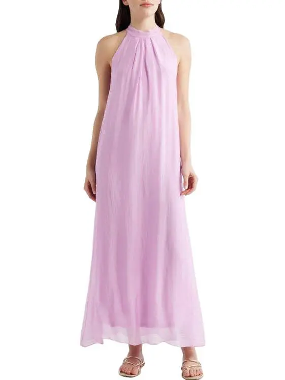 Deluc Vita Mock Neck Satin Maxi Dress - Pink